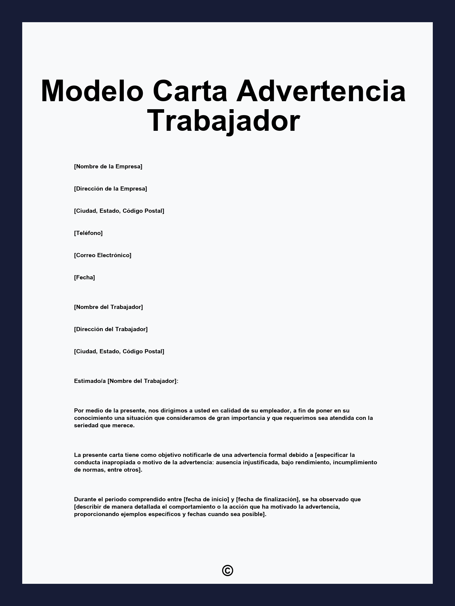 Carta Advertencia Trabajador Carta De Advertencia A Un Trabajadormodelo ...