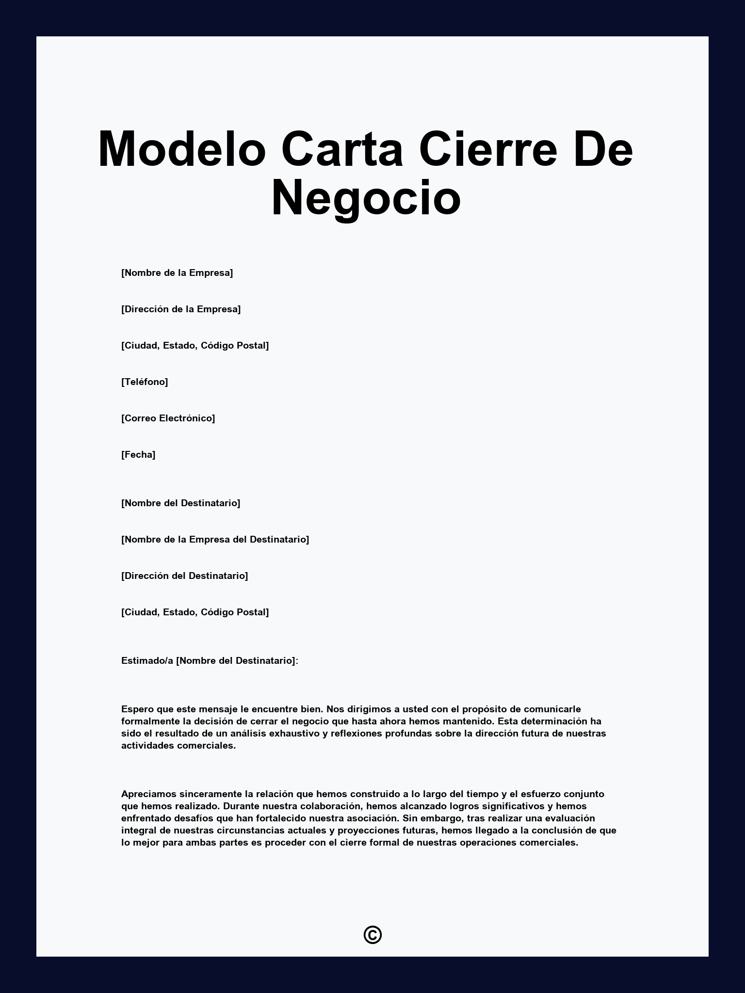 Modelo Carta Cierre De Negocio