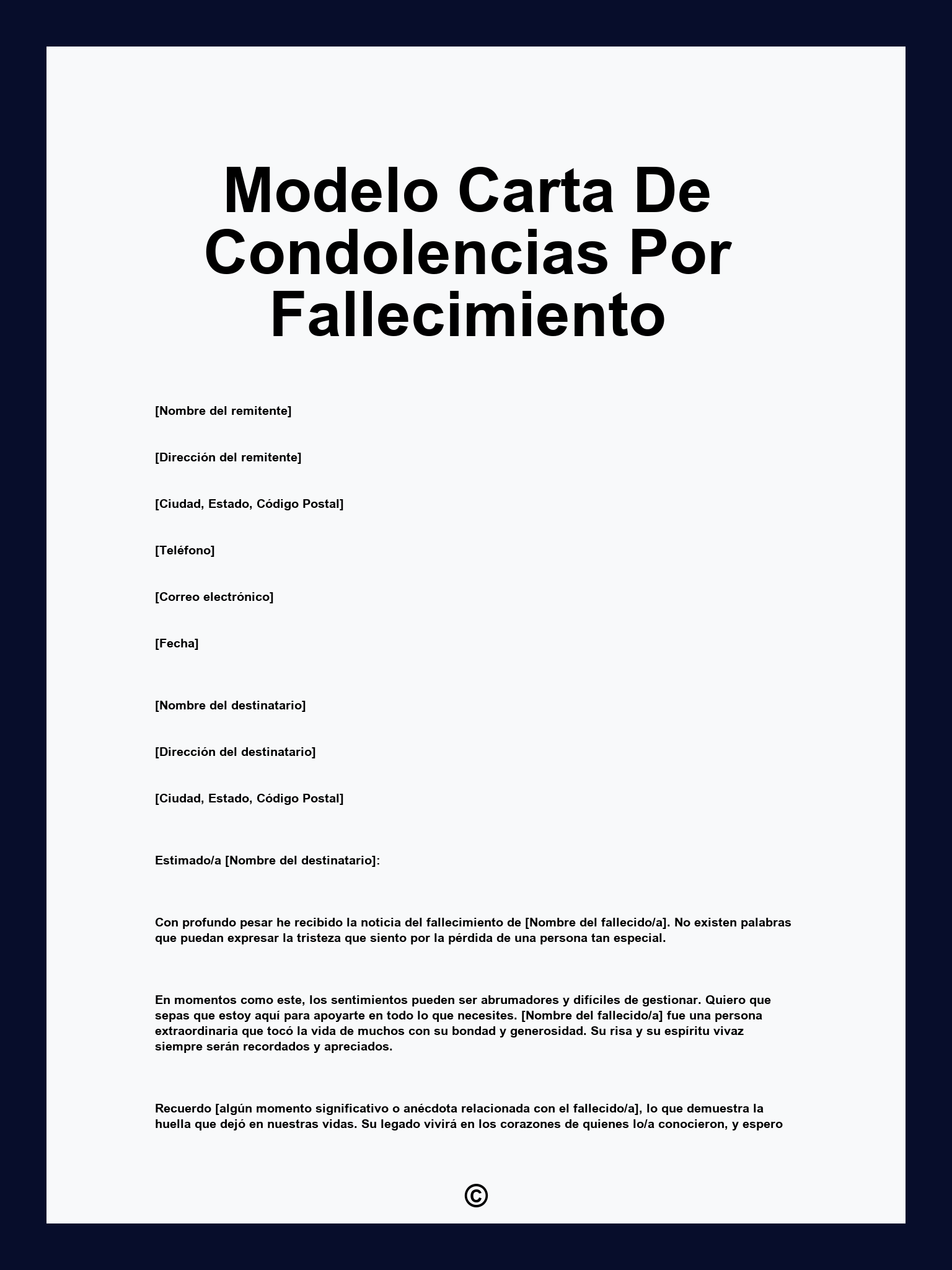 Modelo Carta De Condolencias Por Fallecimiento