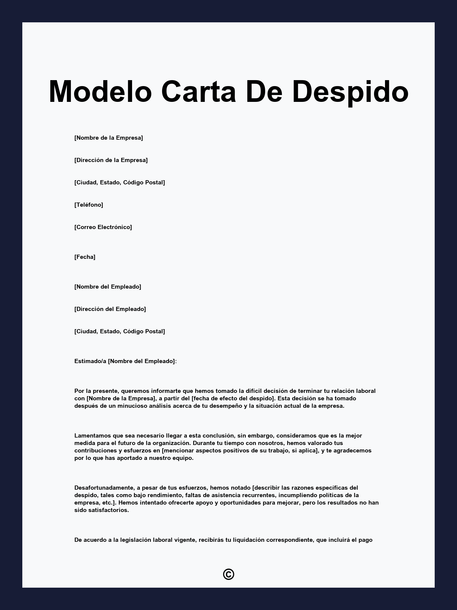 Modelo Carta De Despido