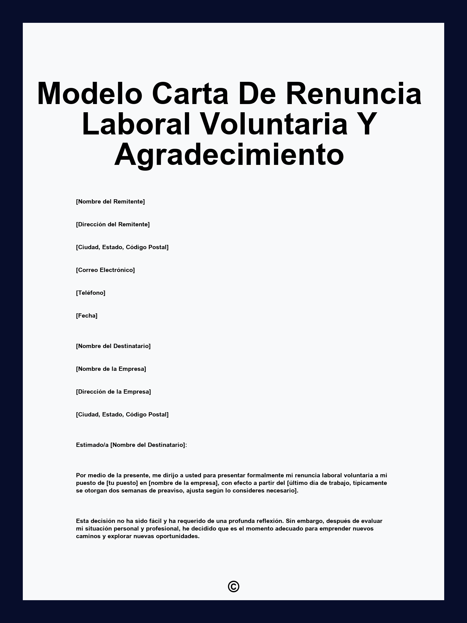 Modelo Carta De Renuncia Laboral Voluntaria Y Agradecimiento