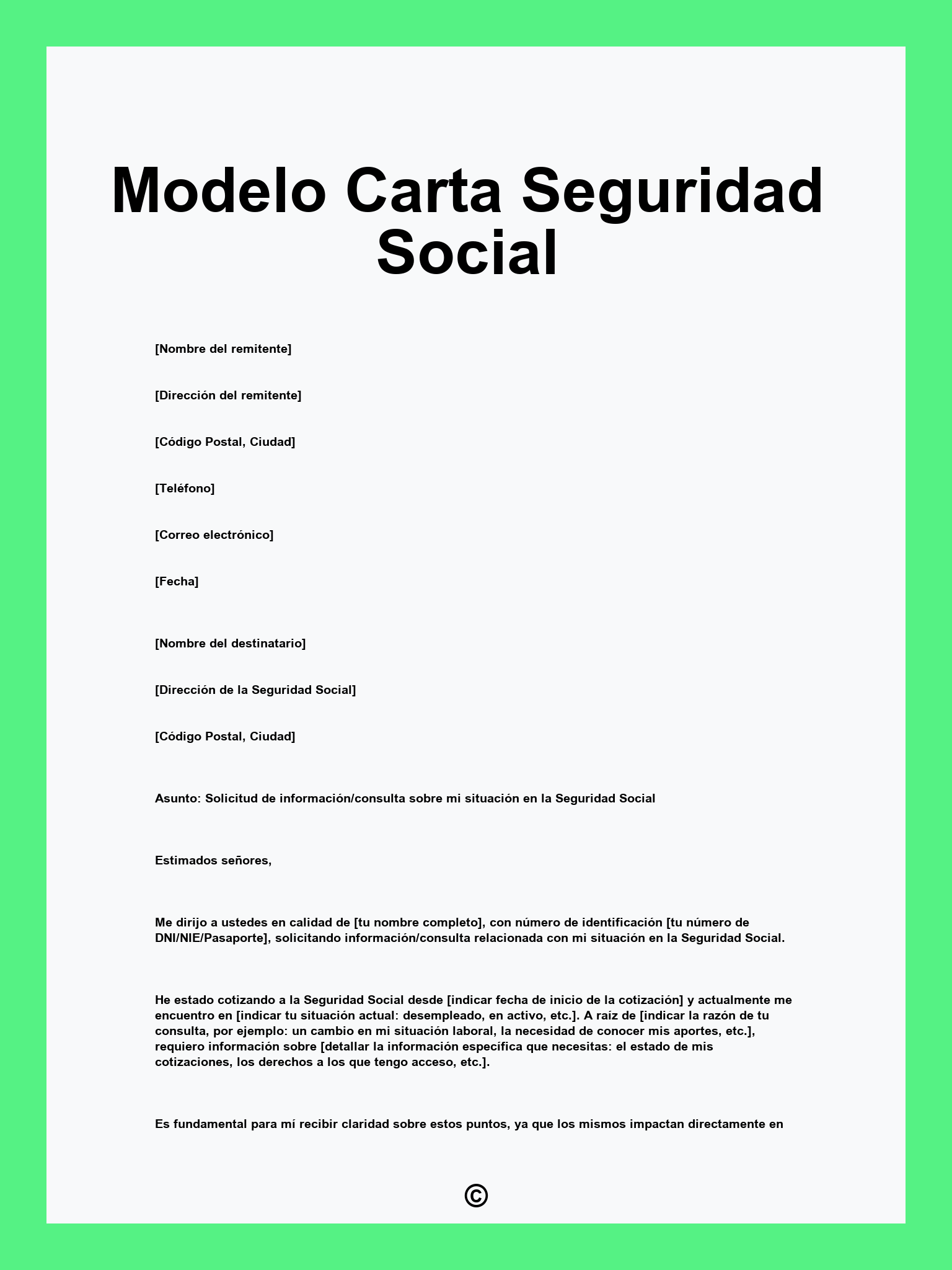Modelo Carta Seguridad Social