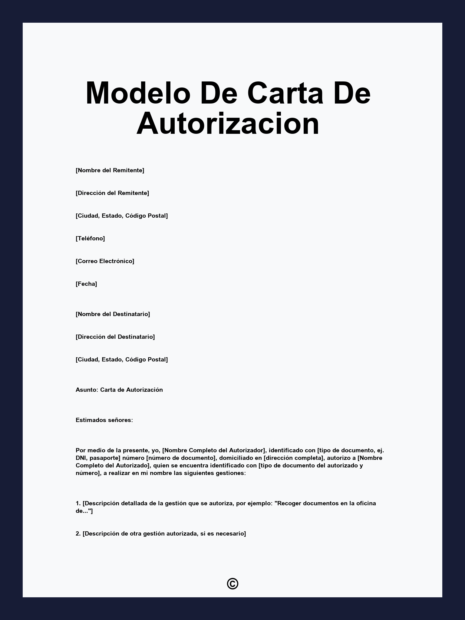 Modelo De Carta De Autorizacion