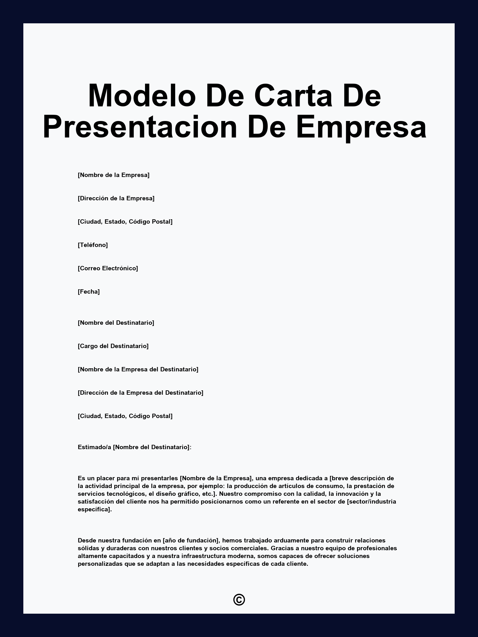 Modelo De Carta De Presentacion De Empresa