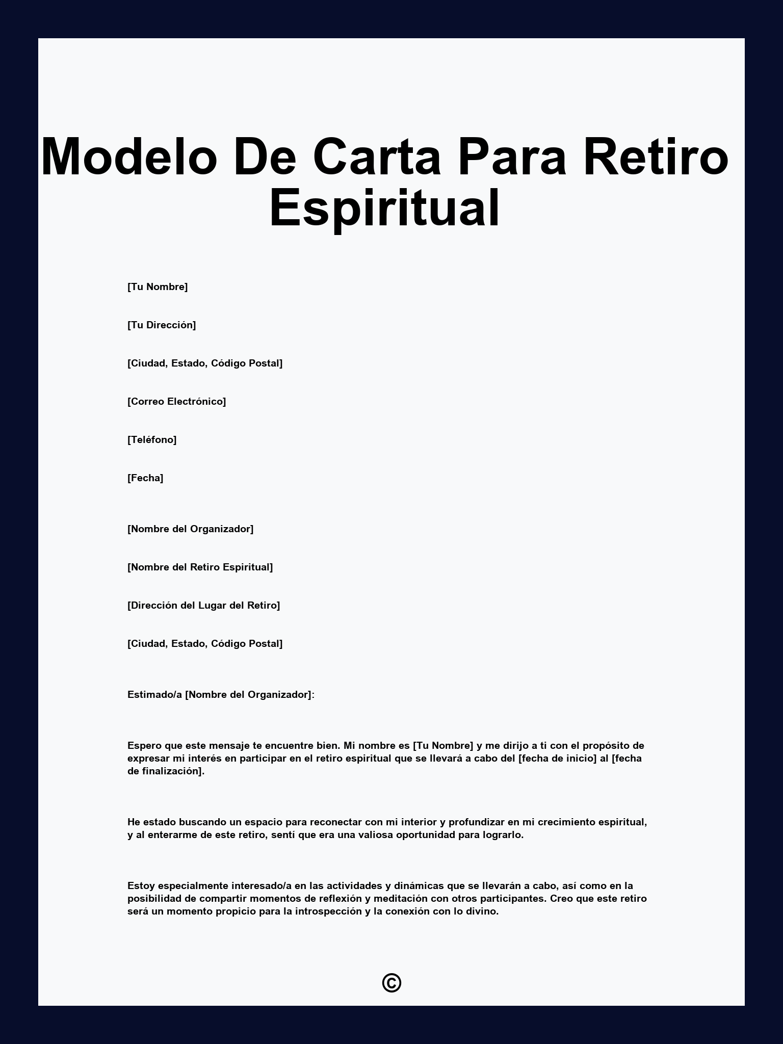 Modelo De Carta Para Retiro Espiritual